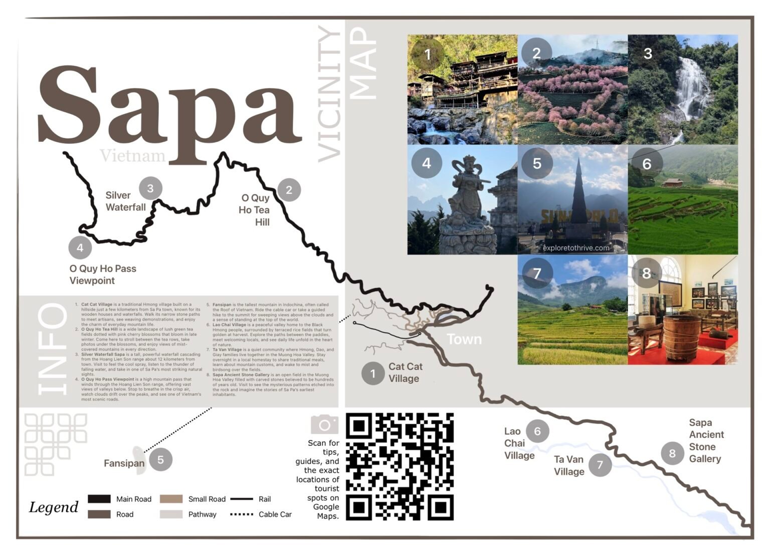 Sapa Tourist Map: Top Attractions in Town and Nearby